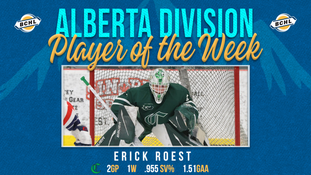 Sherwood Park’s Roest named Alberta Division Player of the Week | BCHL ...